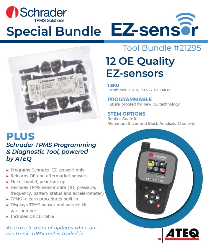 UNIVERSAL - Schrader TPMS EZ-Sensor Bundle, Includes Ateq VT46 TPMS ...
